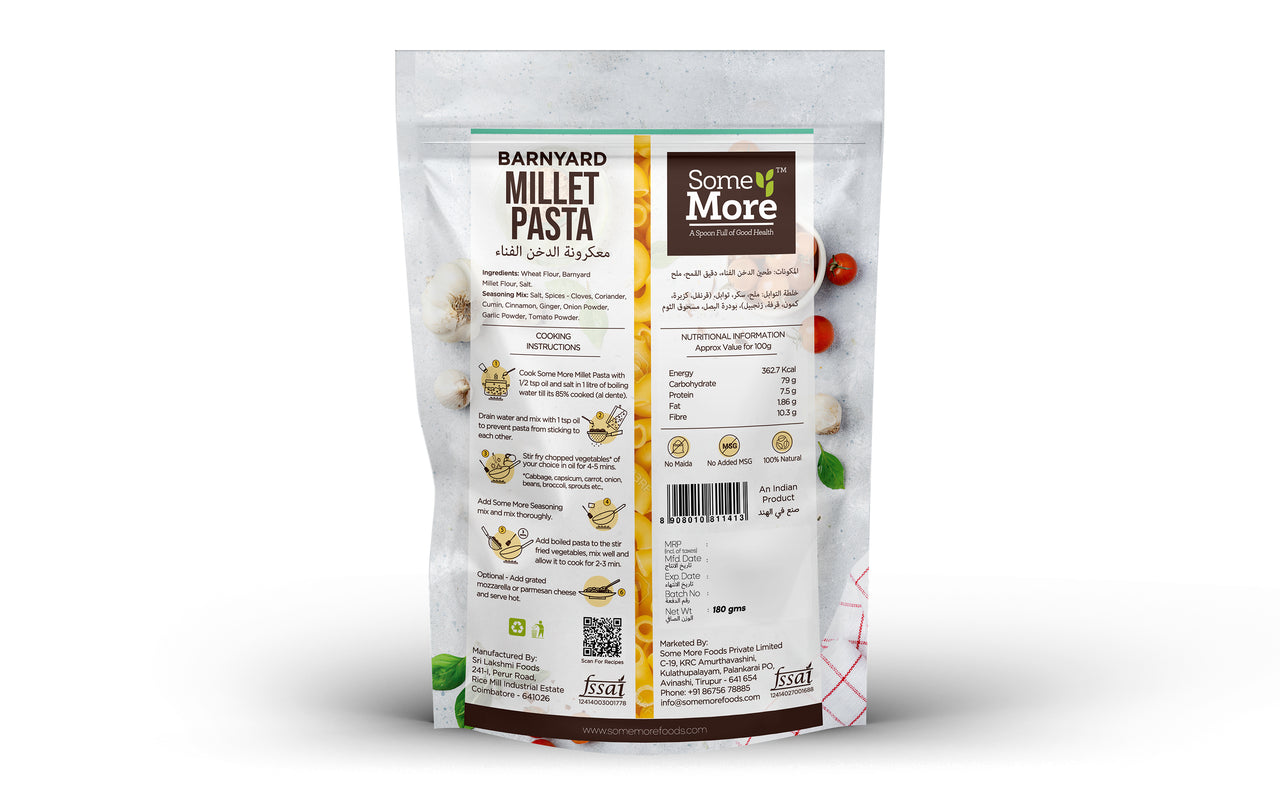 Barnyard Millet Pasta - 180gms – Some More Foods